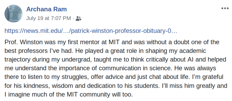 A Mentor to Remember – Patrick Winston (1943-2019) | MIT Admissions